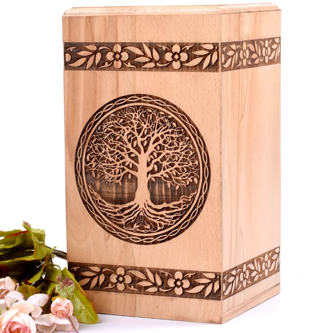 Unique Urn for Human Ashes Wooden Box Memorial Urn Box Basket for Ashes ...