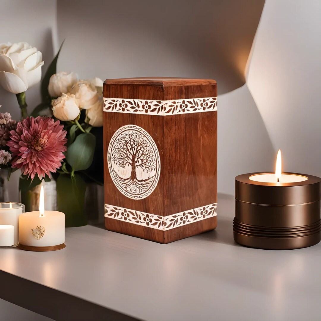 Urn for Human Ashes Wooden Box Memorial Urn Box Basket for Ashes ...