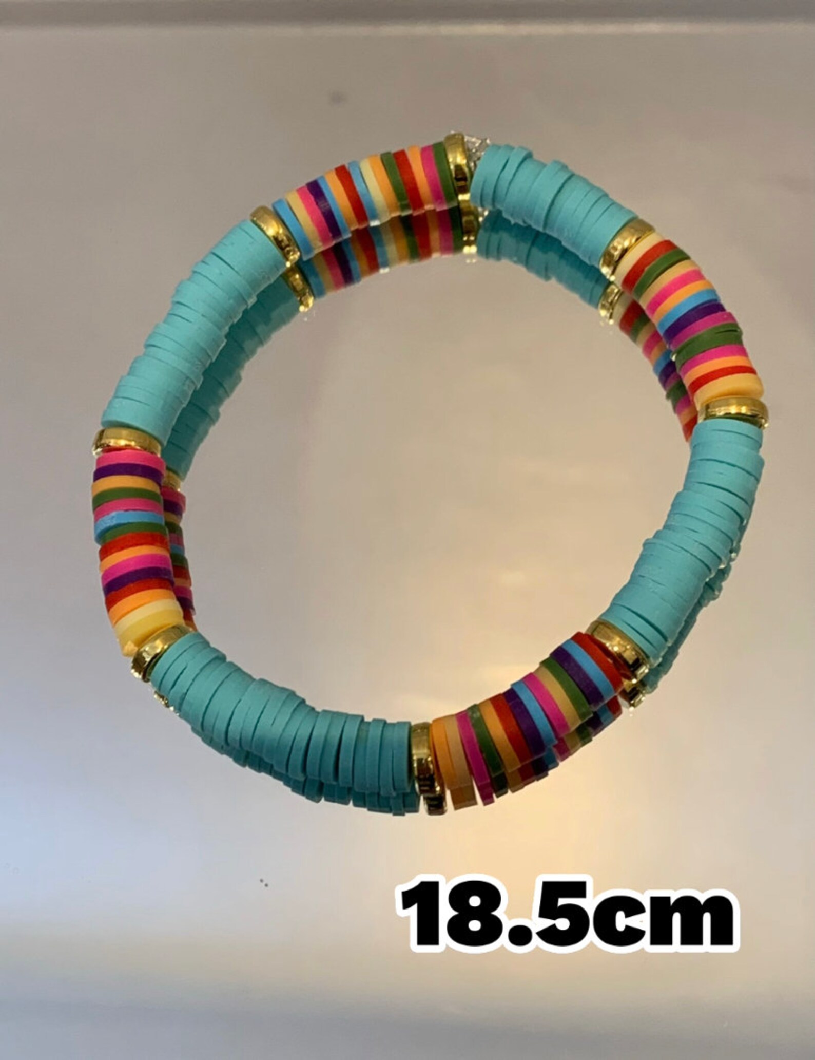 Handmade Blue and Colourful Clay Bead Bracelet (elastic) - Etsy