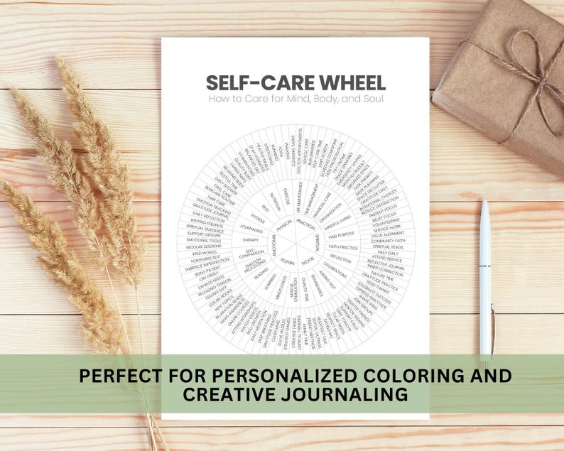 Self Care Wheel Printable, Feelings Wheel, Therapy Decor Print, Calming ...
