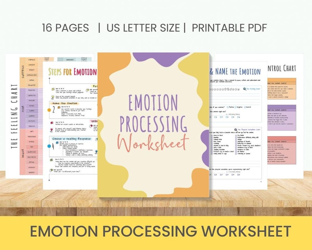 Emotion Processing Worksheets, Mental Health Printable PDF, Feelings ...