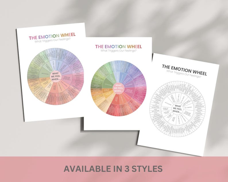 What We Feel Emotion Wheel Printable, Feelings Wheel, Therapy Decor ...