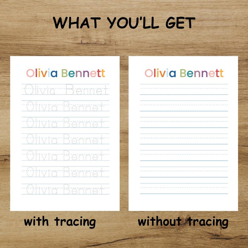 Custom Name Tracing Worksheets, Set of 2 Handwriting Practice ...