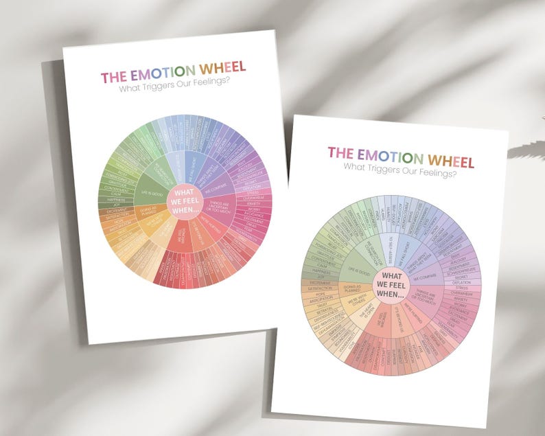 What We Feel Emotion Wheel Printable, Feelings Wheel, Therapy Decor ...