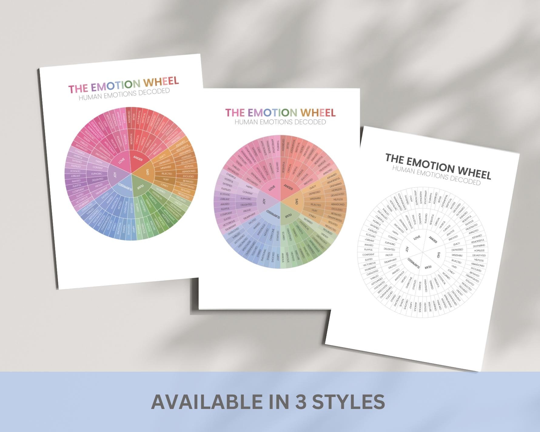 Emotion Wheel Printable, Feelings Wheel, Therapy Decor Print, Calming ...