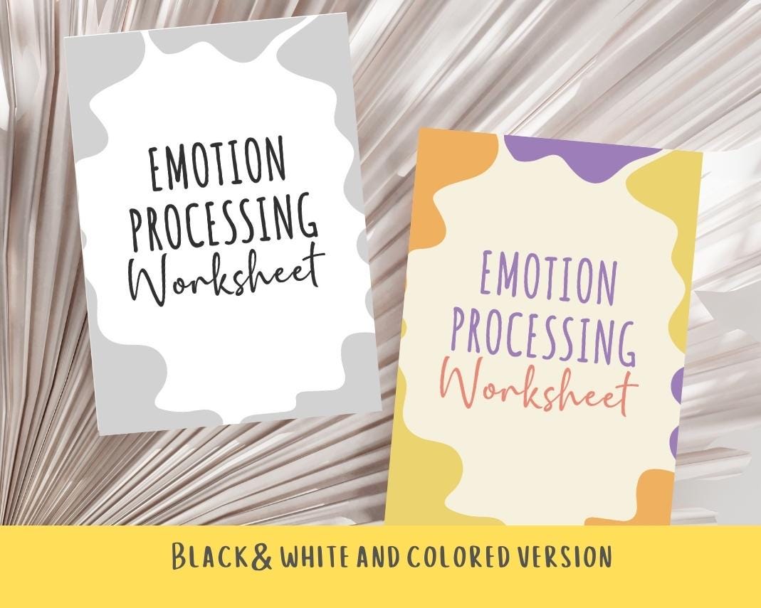 Emotion Processing Worksheets, Mental Health Printable PDF, Feelings ...