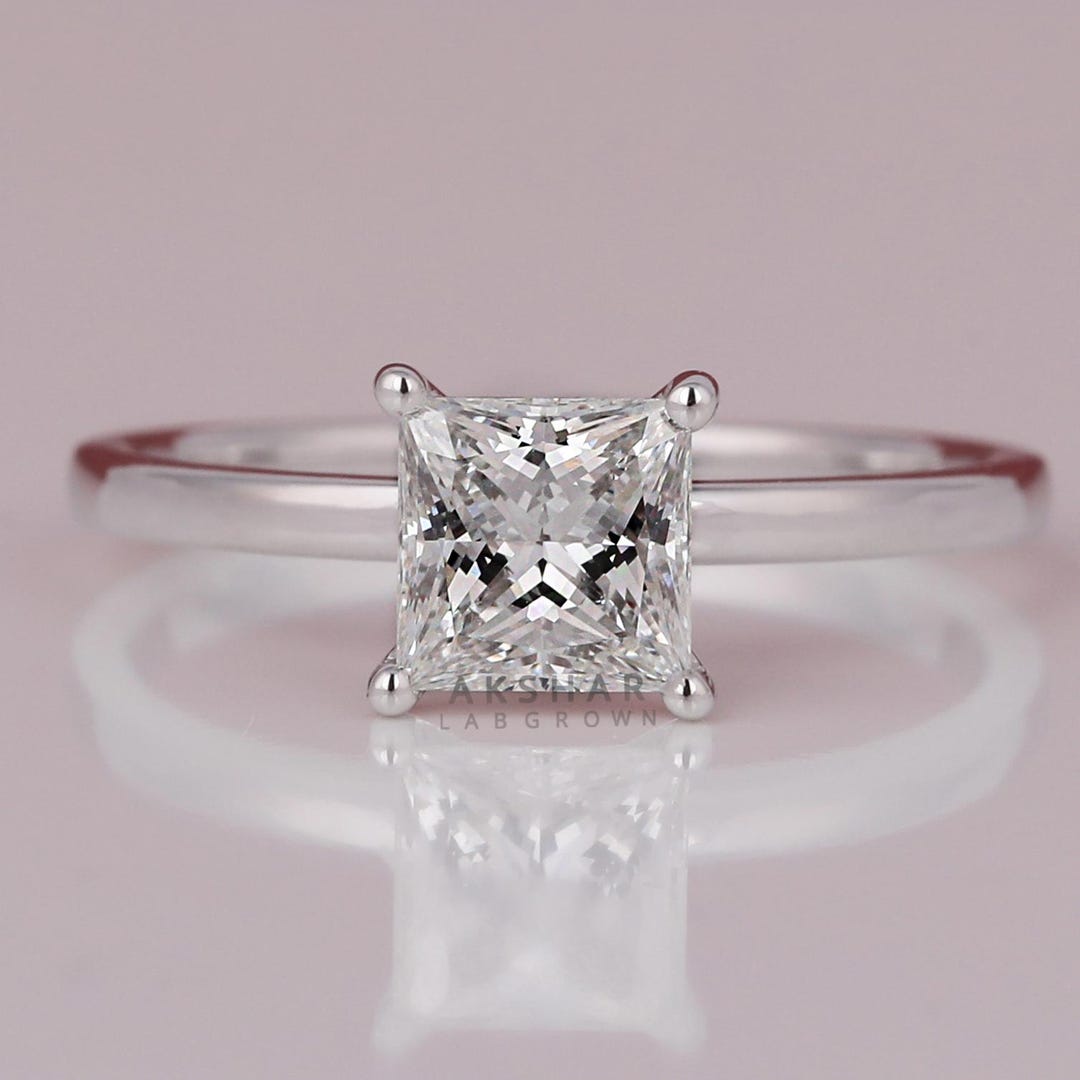 Princess Cut Lab Diamond Ring, 1.00 to 5.00 CT Lab Grown Engagement ...