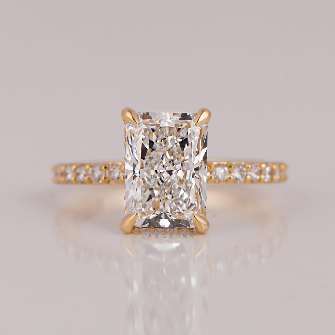 1.00 to 5.00 CT Hidden Halo Engagement Ring, IGI Certified Radiant Cut ...