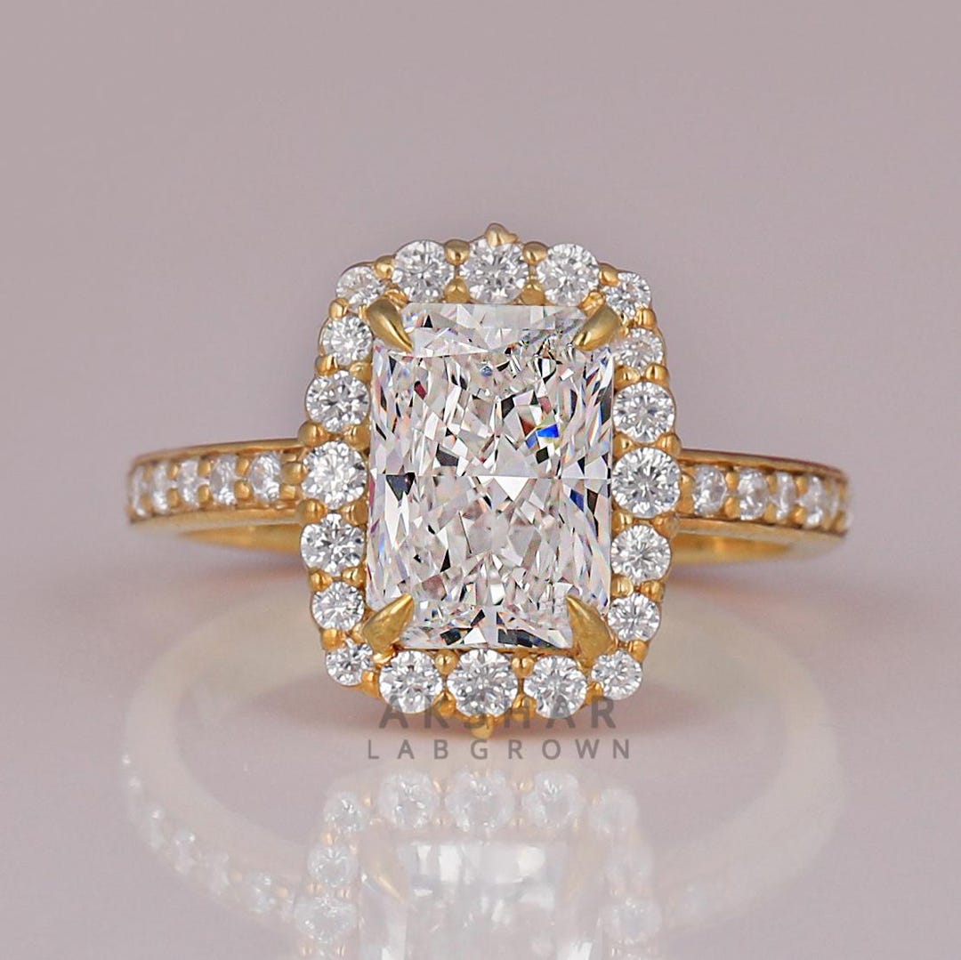 14k Yellow Gold Diamond Proposal Ring, Pave Band Ring, 2.50 Carat IGI ...