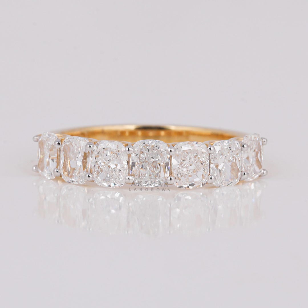2.00 TCW Elongated Cushion Brilliant Cut Lab Diamond Band/dazzling Semi ...