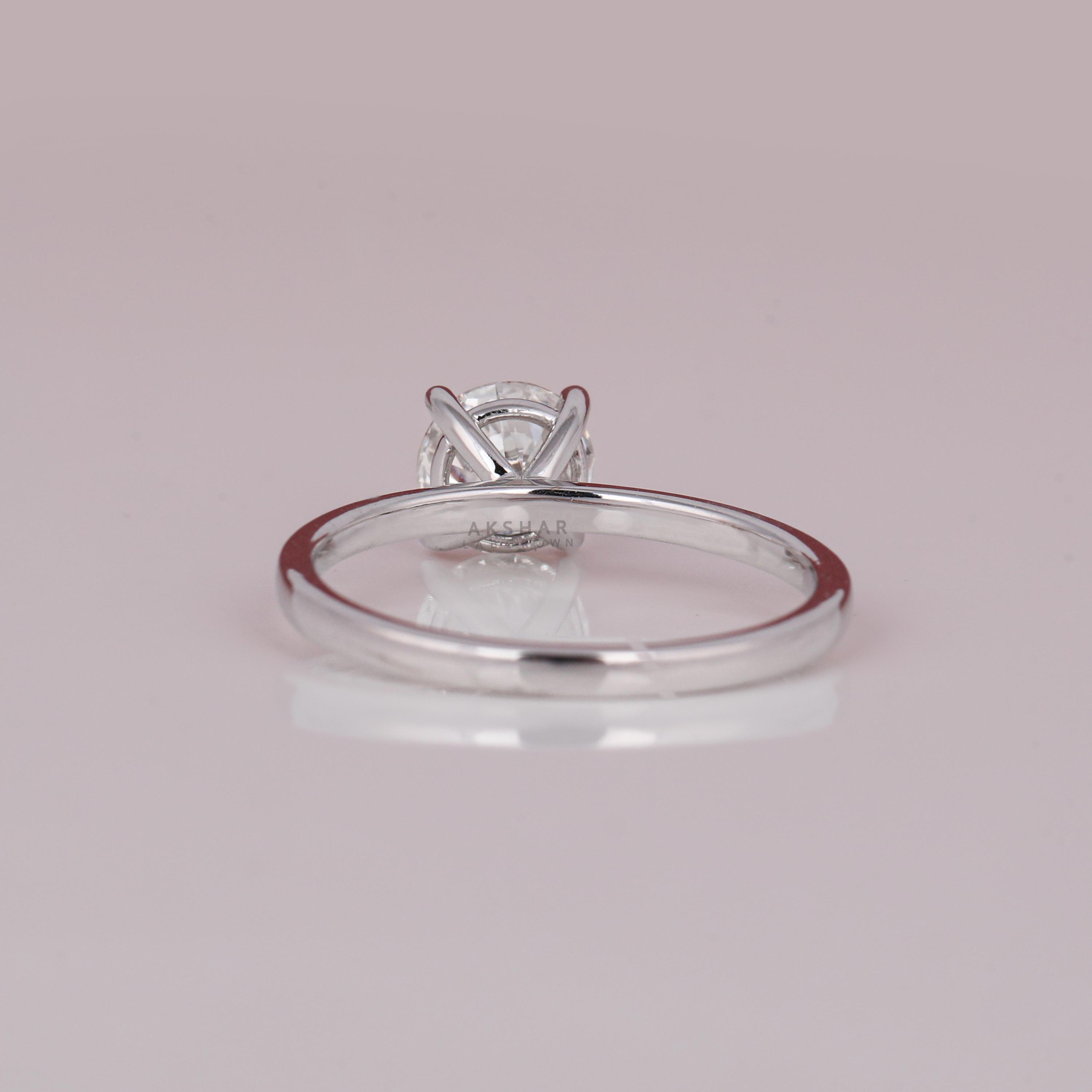 Lab Grown Diamond Engagement Ring: 14K White Gold Solitaire, 1-5 CT - Etsy