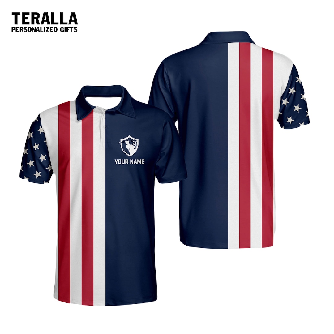 Custom American Flag Golf Polo 3D All Over Print Polo Shirt Size S-5XL ...