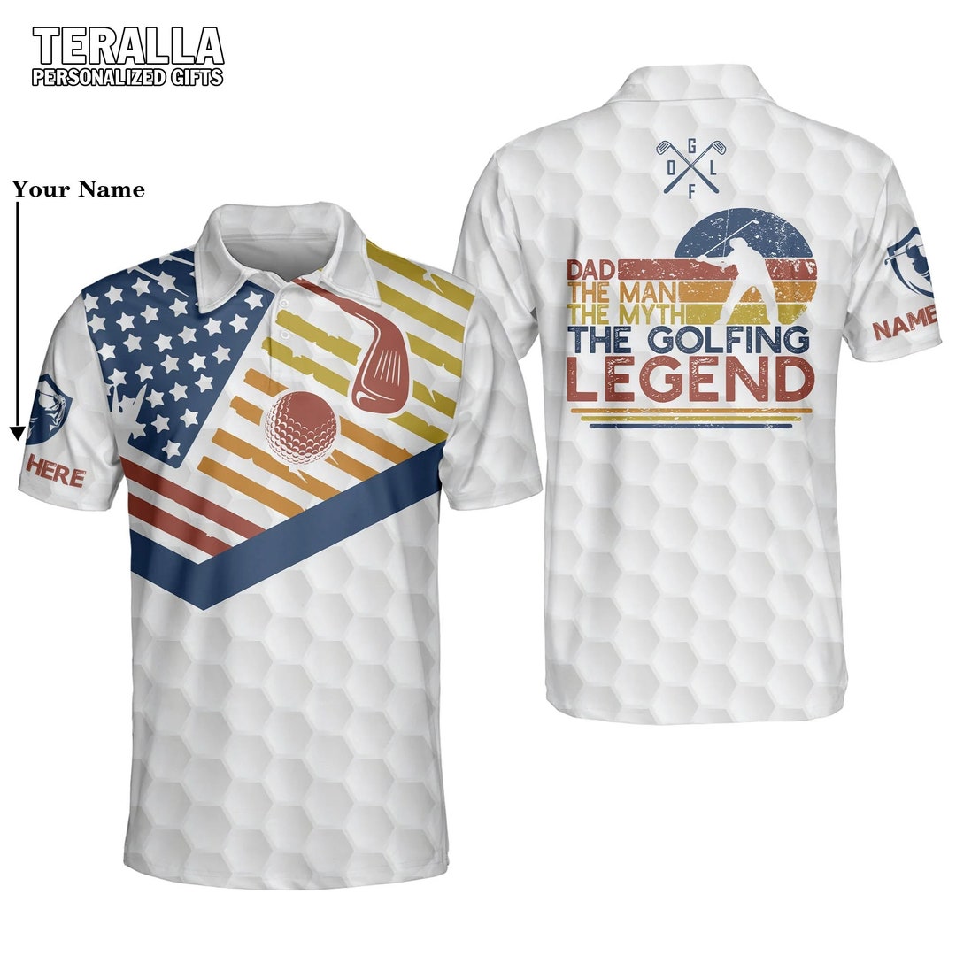 Personalized Funny Golf Polo Shirt for Men, Dad the Man the Myth the ...