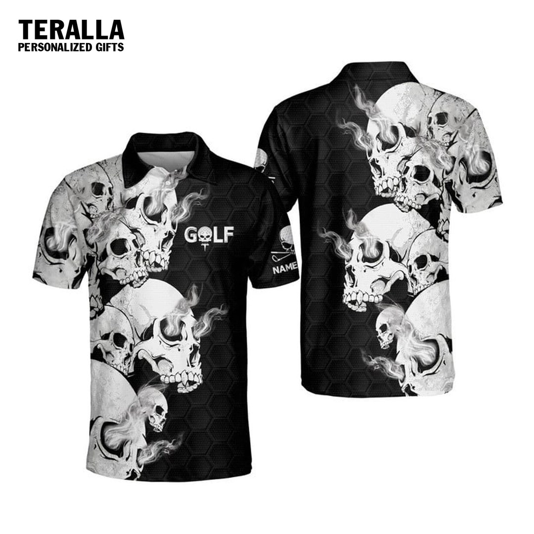Skull Crazy Funky Golf Polo Shirt 3D All Over Print Polo Shirt Size S ...
