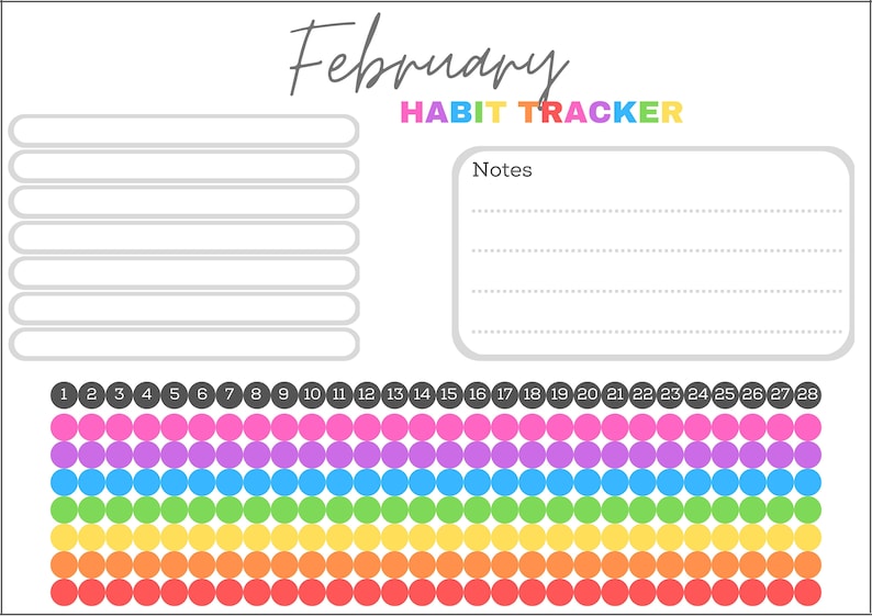 EDITABLE: 13 X Monthly Habit Tracker With Dates - Incl. Leap Year - Etsy