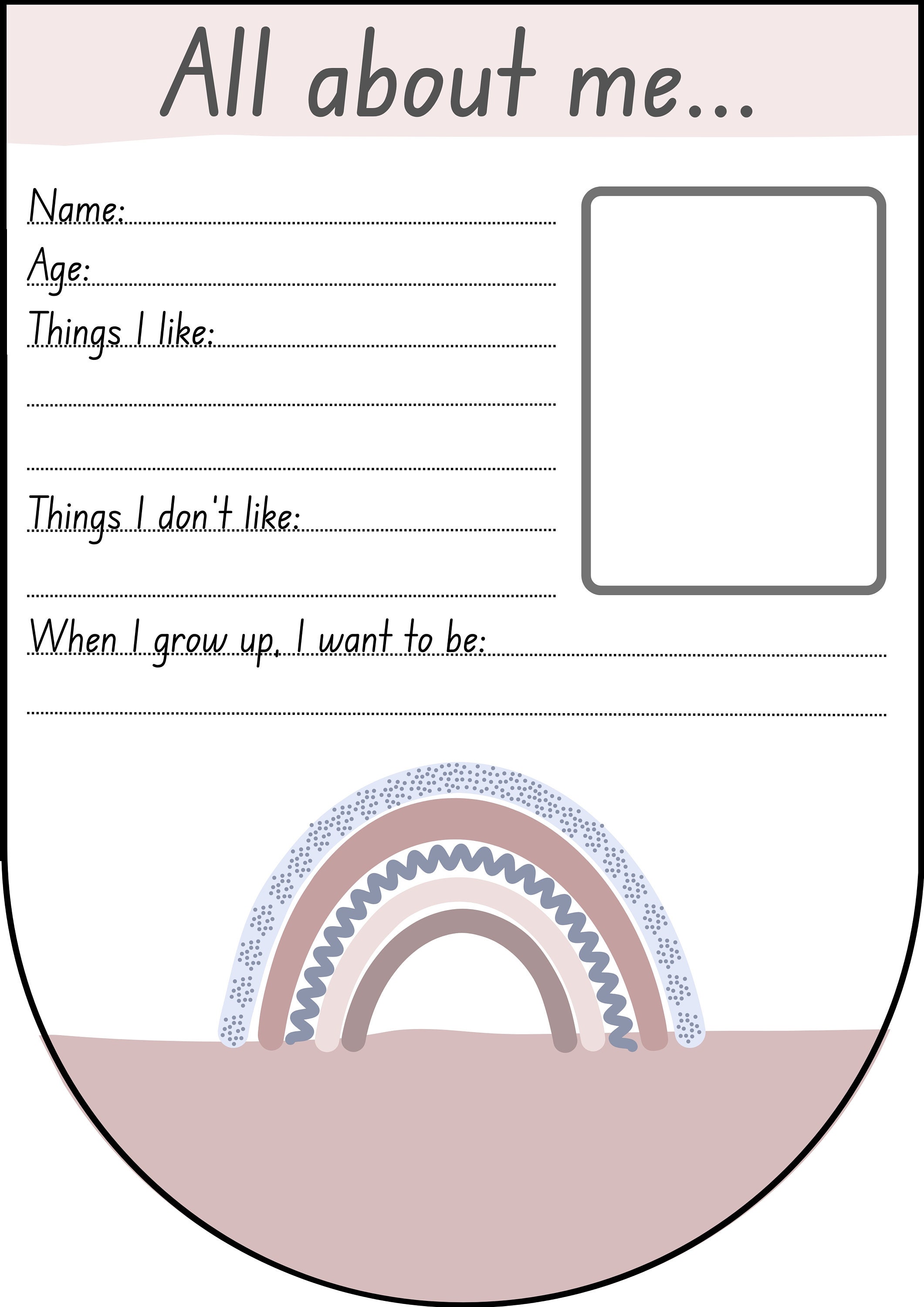 Boho Rainbow: All About Me... Bunting in NSW & ACT Foundation Font Blue ...
