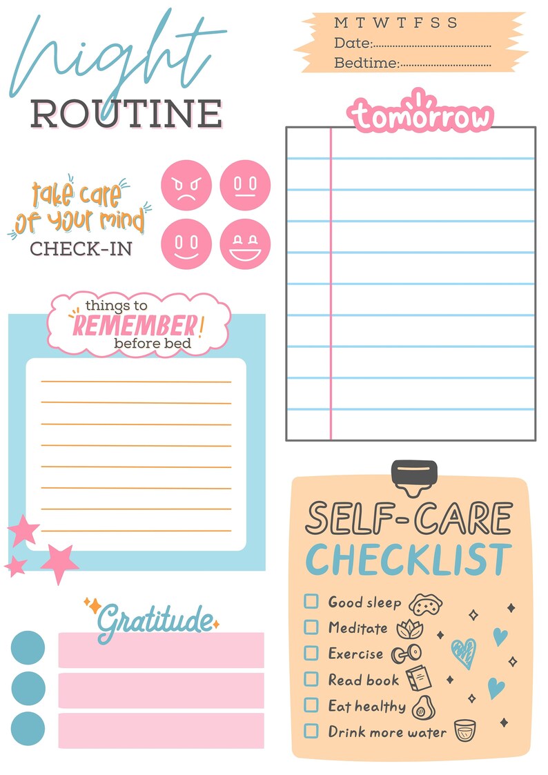 Pastel Design Daily Routine Chart Morning, Afternoon & Night - Etsy