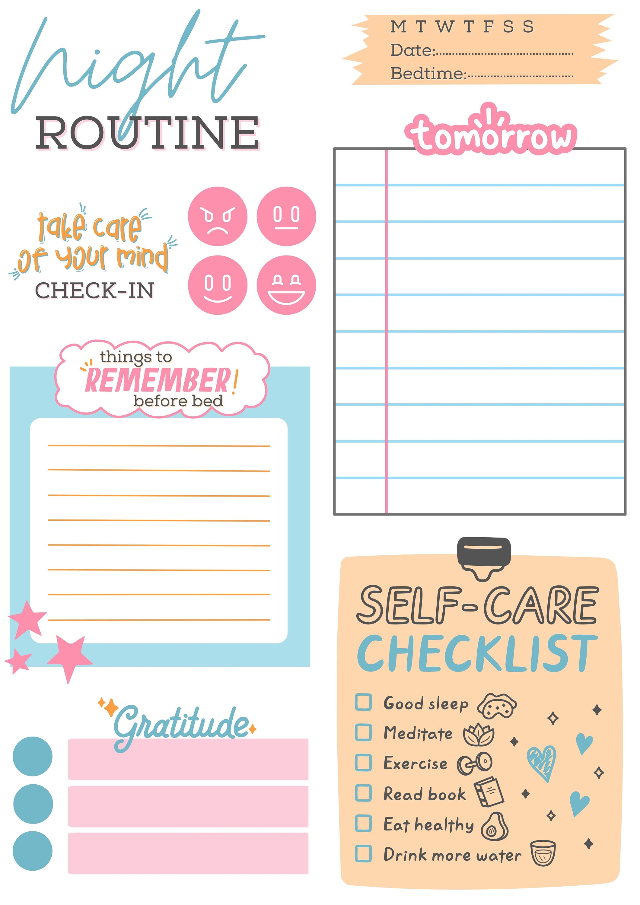 Pastel Design Daily Routine Chart Morning, Afternoon & Night - Etsy