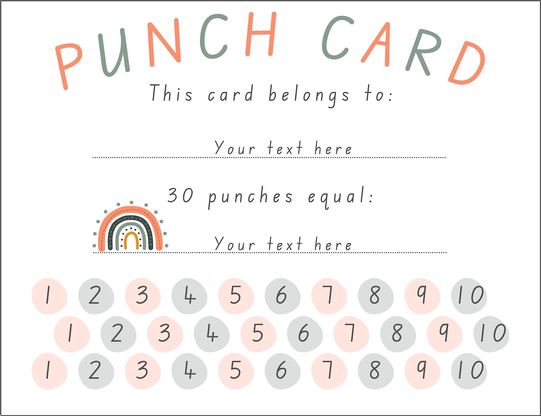 EDITABLE: 10,20,30 and 40 Hole Punch/stamp Cards in NSW & ACT ...