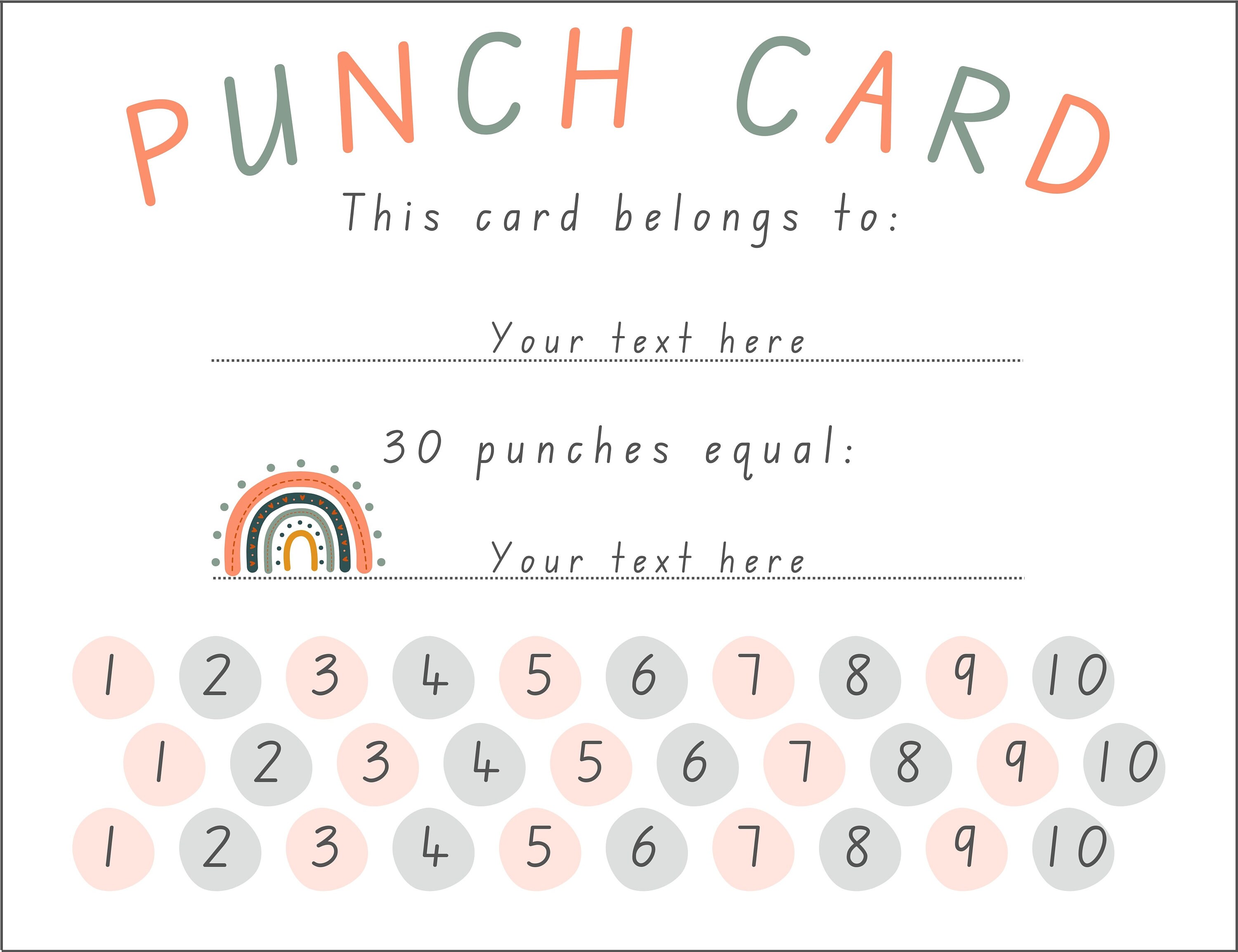 EDITABLE: 10,20,30 and 40 Hole Punch/stamp Cards in NSW & ACT ...