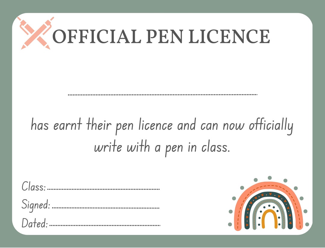 EDITABLE: Pen Licence in NSW & ACT Foundation Font - Peach and Sage - Etsy