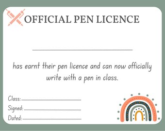 EDITABLE: Pen Licence - Peach & Sage - Etsy