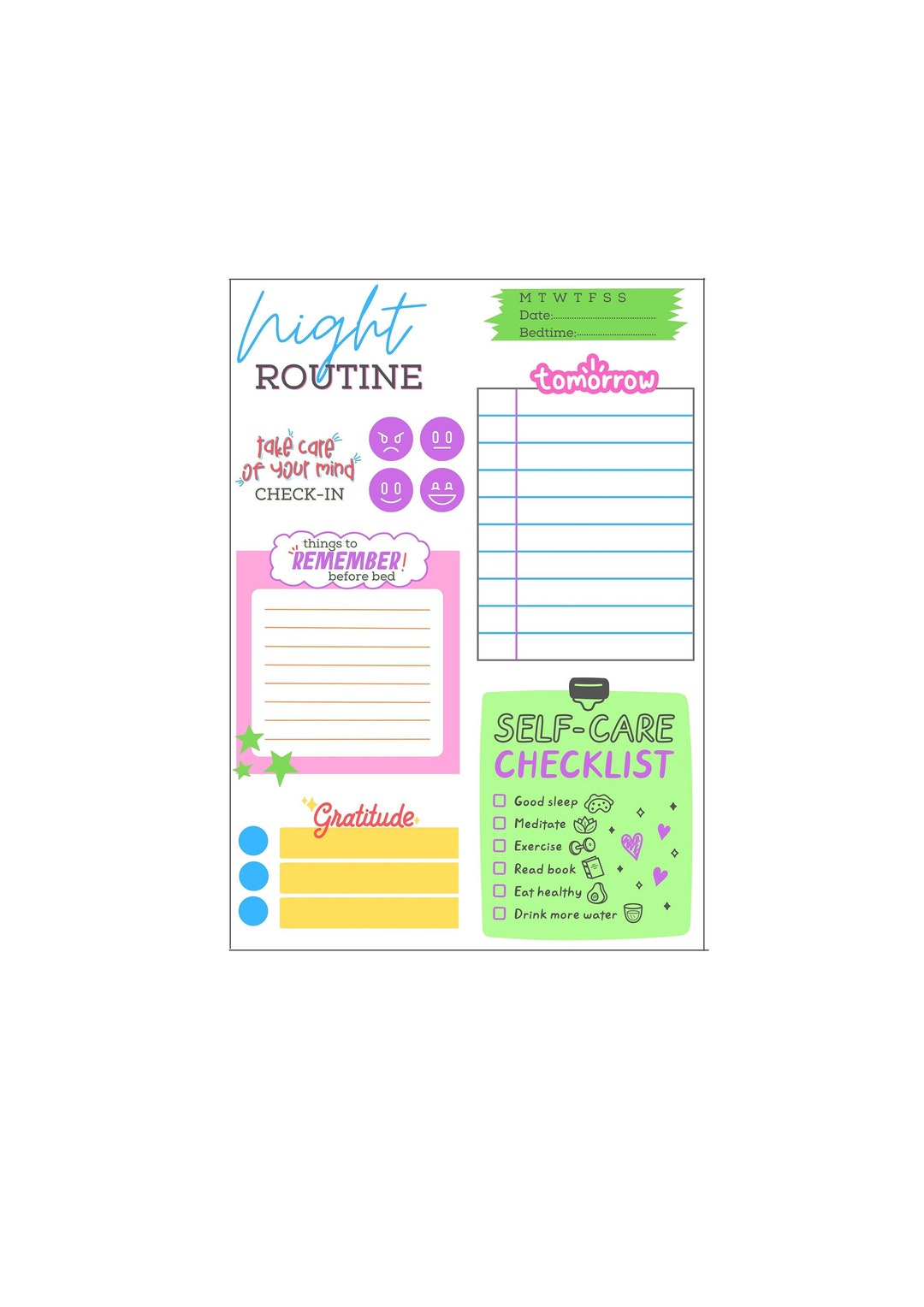 EDITABLE: Daily Routine Chart - Morning, Afternoon & Night - Etsy
