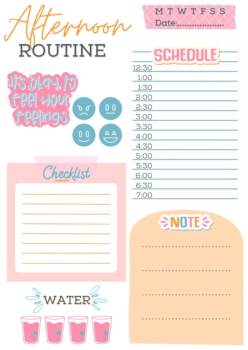 Pastel Design Daily Routine Chart Morning, Afternoon & Night - Etsy