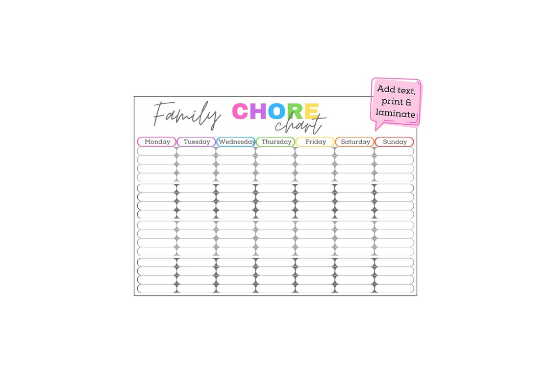 EDITABLE: 2, 3, 4 & 5 Person Family Chore Chart and Responsibility List ...