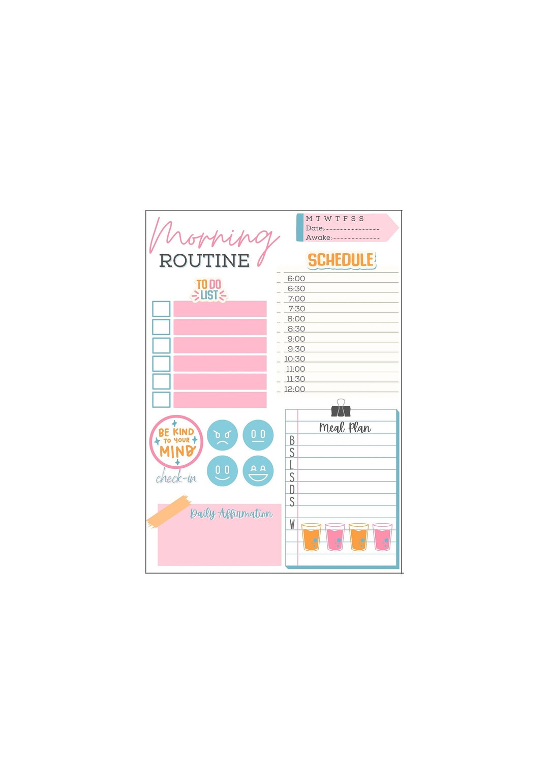 Pastel Design Daily Routine Chart Morning, Afternoon & Night - Etsy