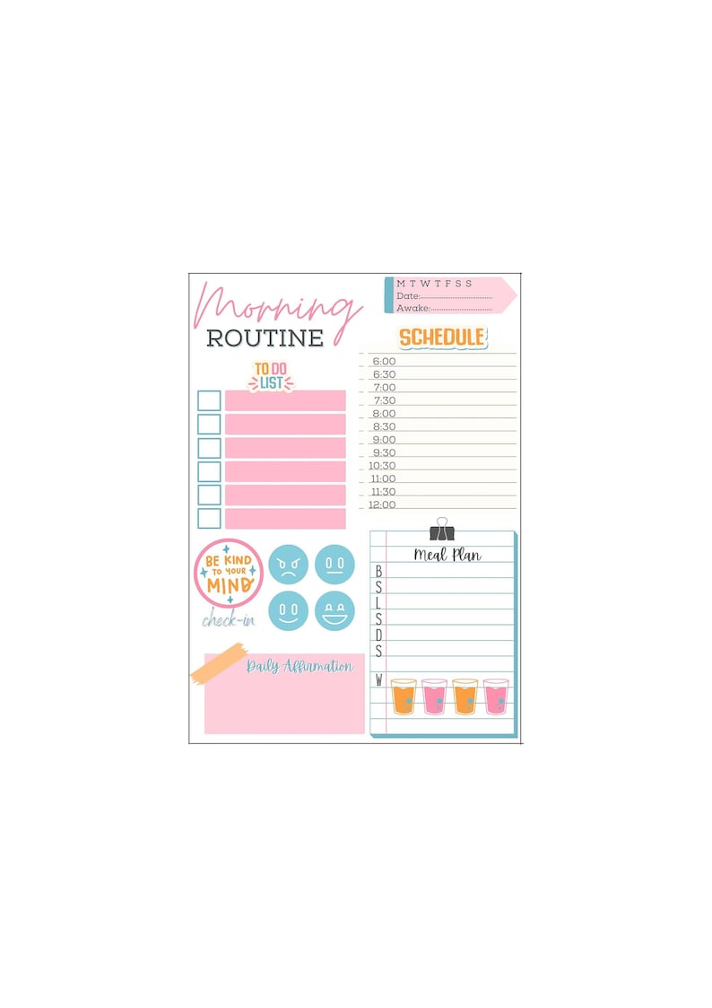 Pastel Design Daily Routine Chart Morning, Afternoon & Night - Etsy