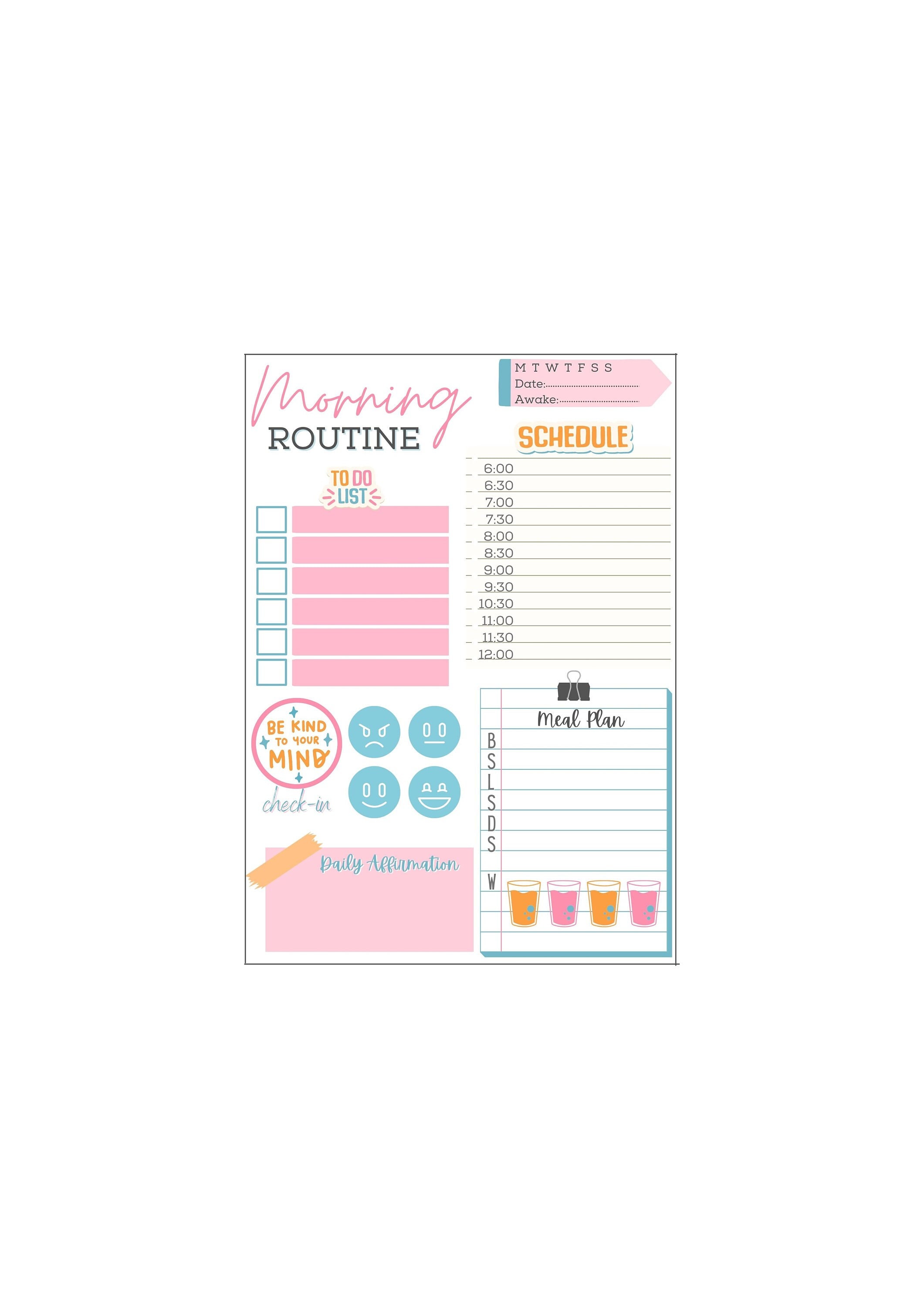 Pastel Design Daily Routine Chart Morning, Afternoon & Night - Etsy