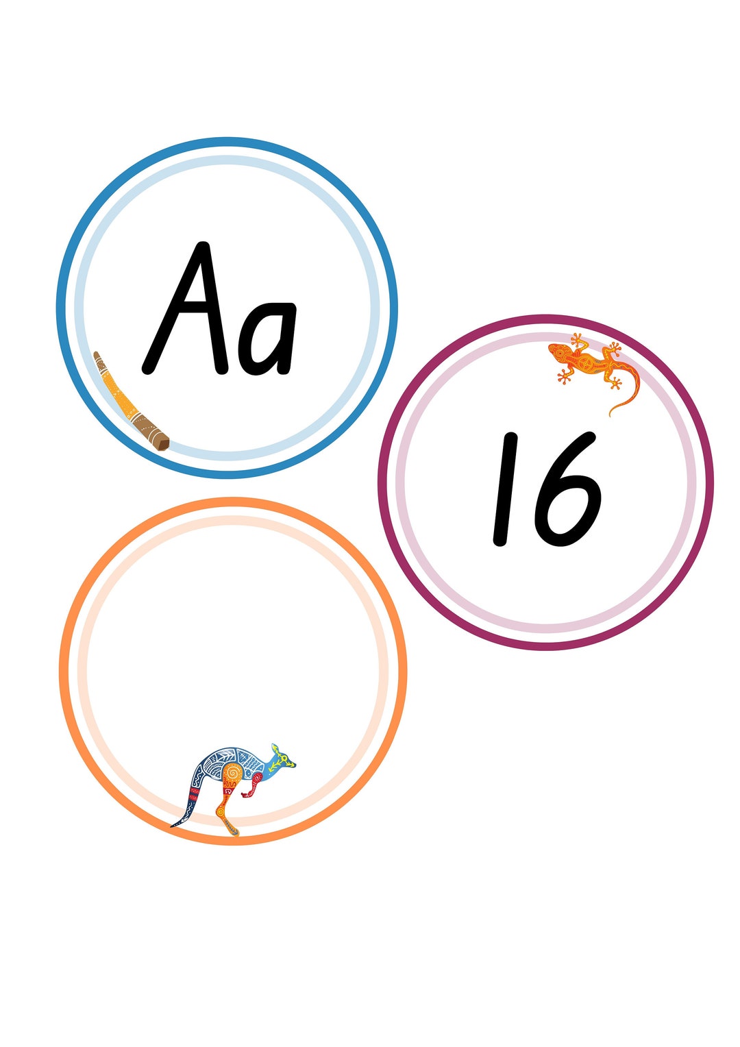 Aboriginal Design Aa-zz Alphabet and 0-20 Number Circles - Etsy