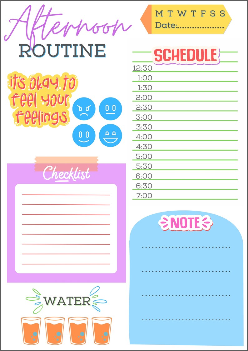 EDITABLE: Daily Routine Chart - Morning, Afternoon & Night - Etsy Australia