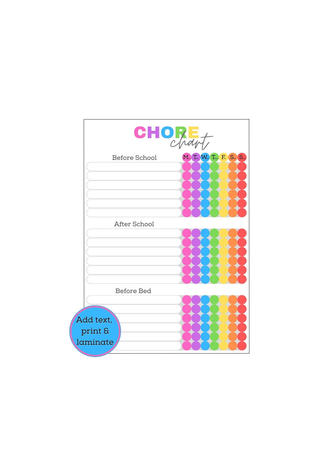 EDITABLE: Chore Chart & Responsibility List for Ages 2-18 Years - 8 ...