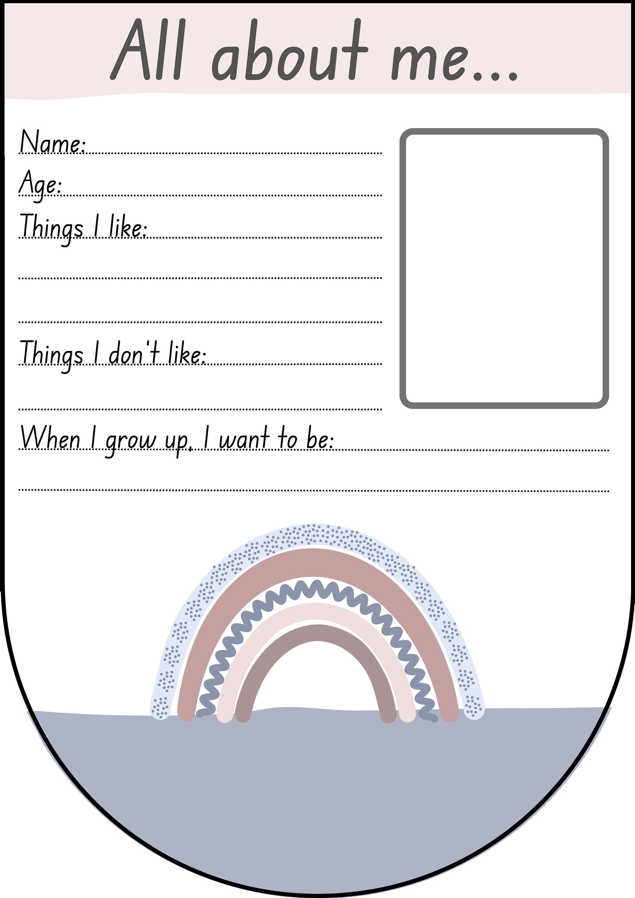 Boho Rainbow: All About Me... Bunting in NSW & ACT Foundation Font Blue ...