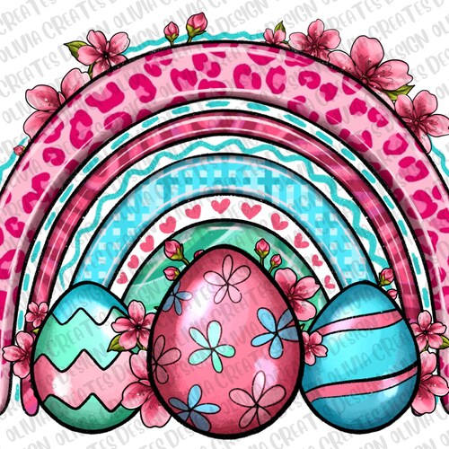 Easter Rainbow Bunny Png Sublimation Design Download Happy - Etsy
