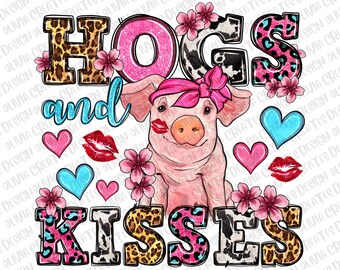 Hogs and Kisses Png Sublimation Design Download Happy - Etsy