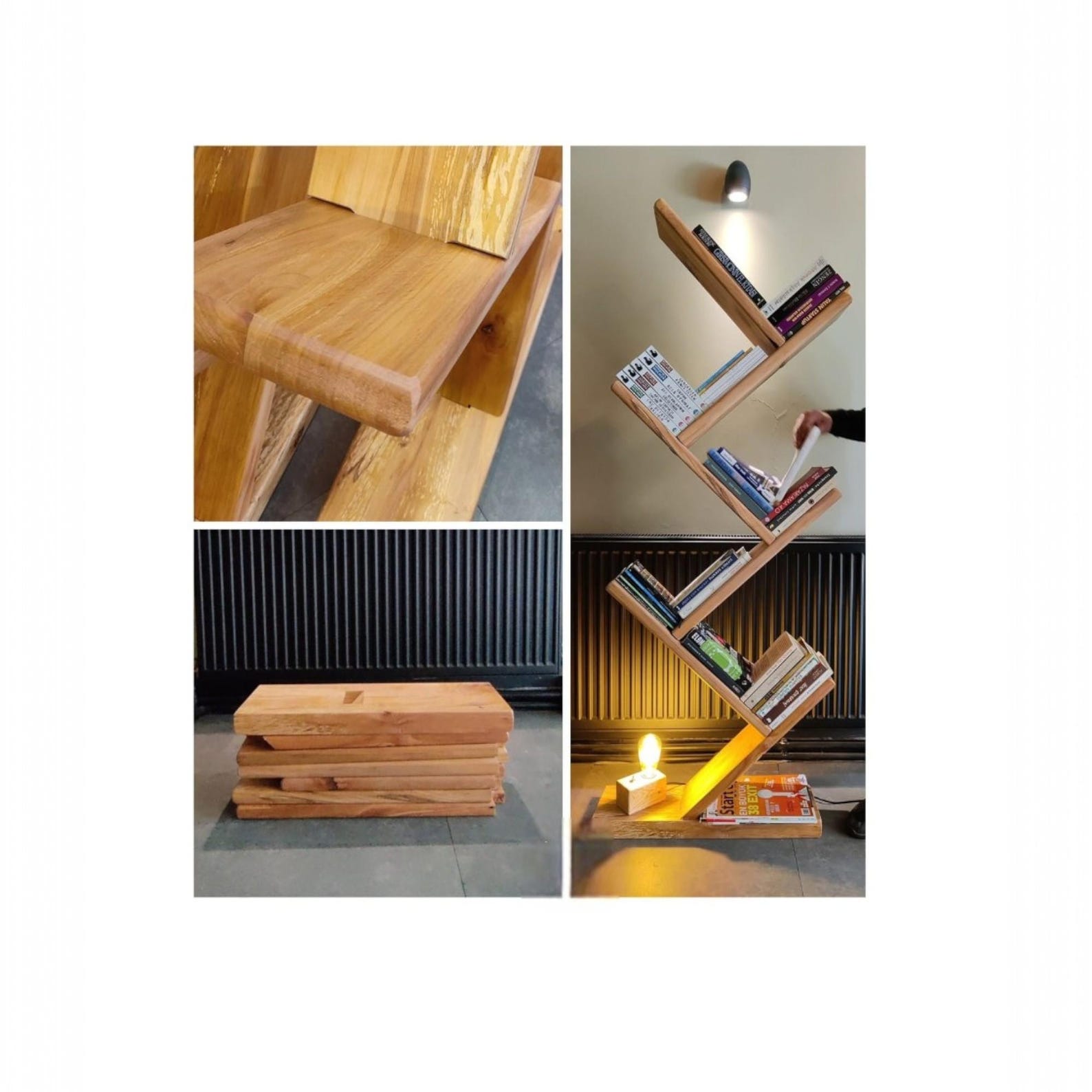 Handcrafted Solid Wood Interlocking Bookshelf | Modern Minimalist ...
