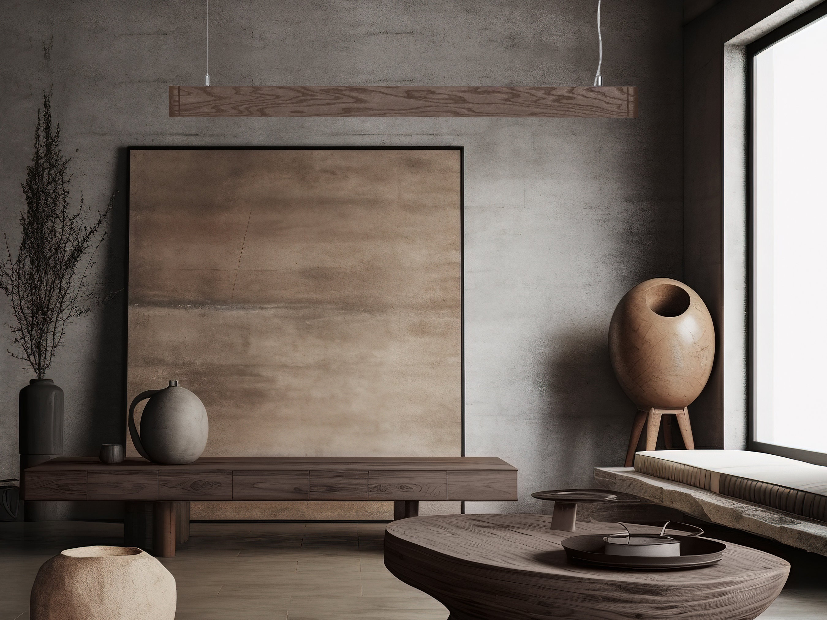 Wood Suspension Chandelier,pendant Chandelier,dining Room Light ...