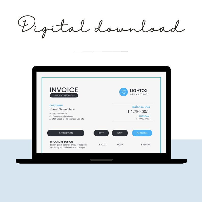 Modern Invoice Template Canva - Etsy