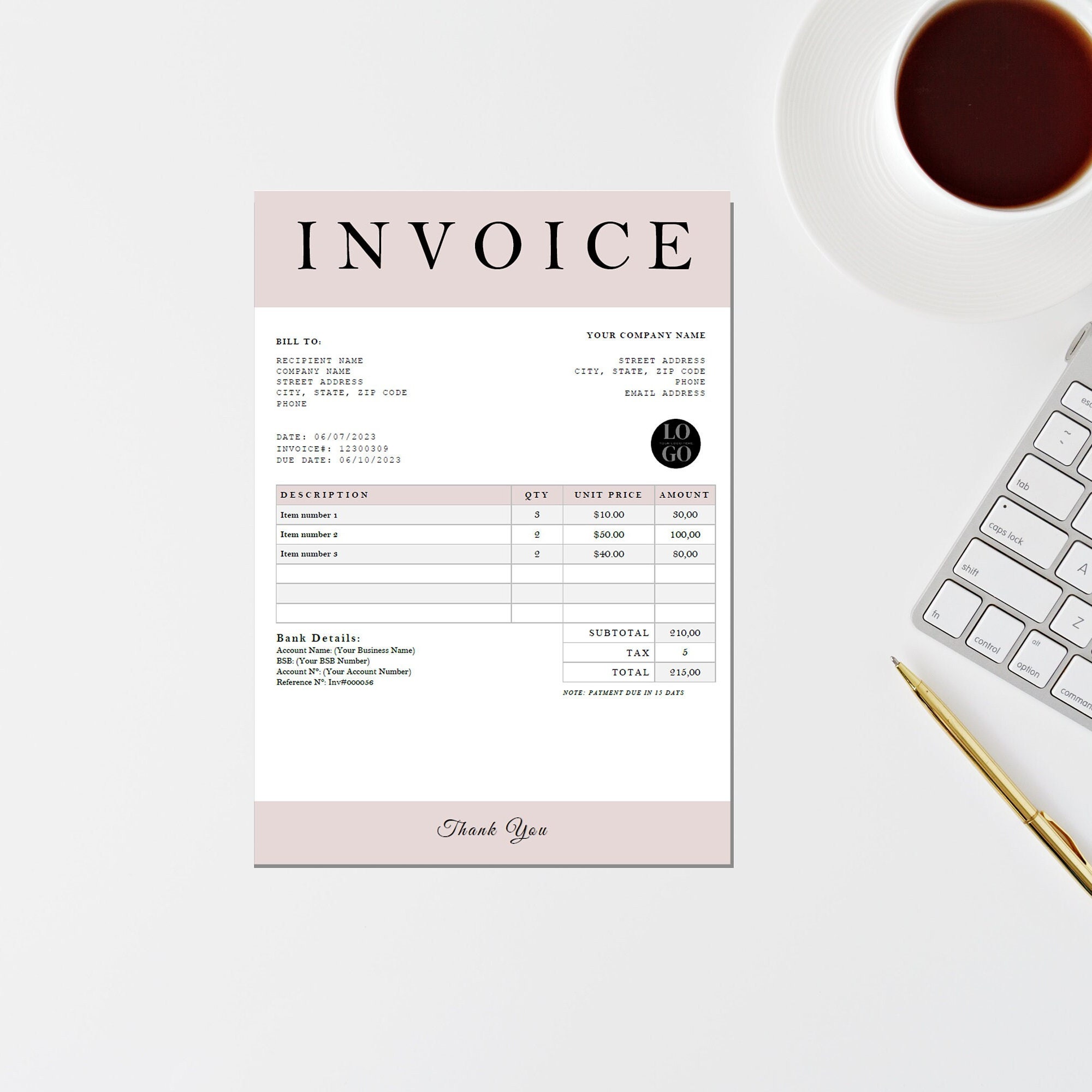 Digital Business Invoice Template - Etsy
