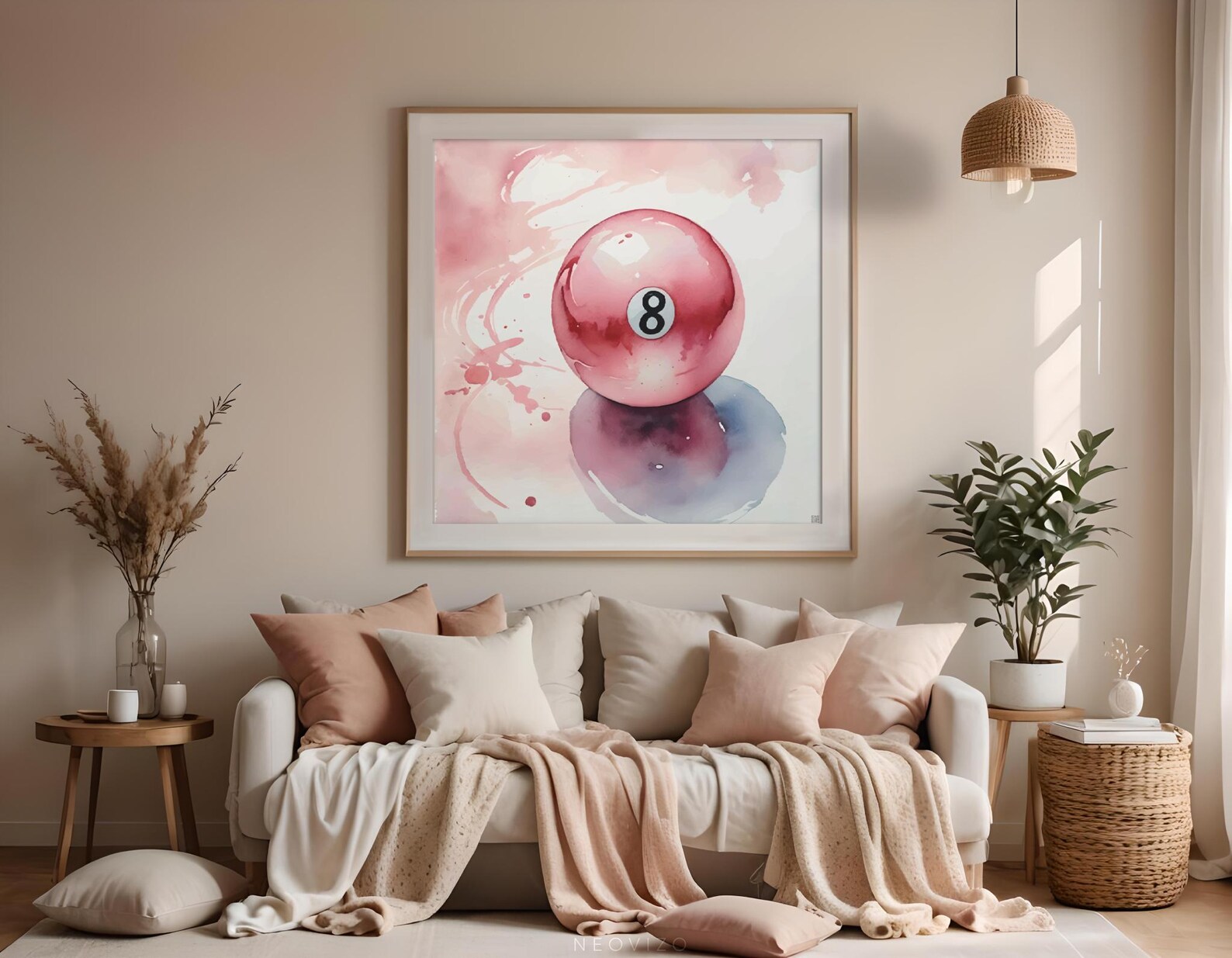 Wall Art A Pink Vintage Magic 8 Ball in Watercolors Prints for Living ...