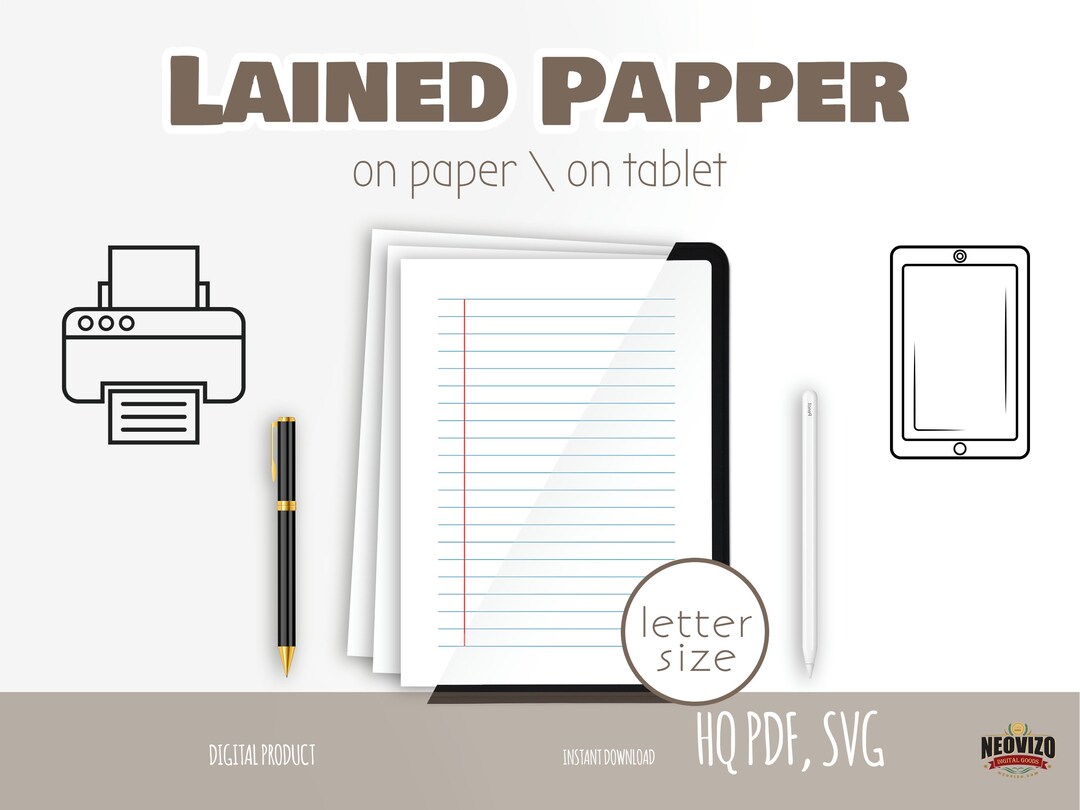 Lined Notebook Paper SVG Digital Download Lined Paper Lined - Etsy