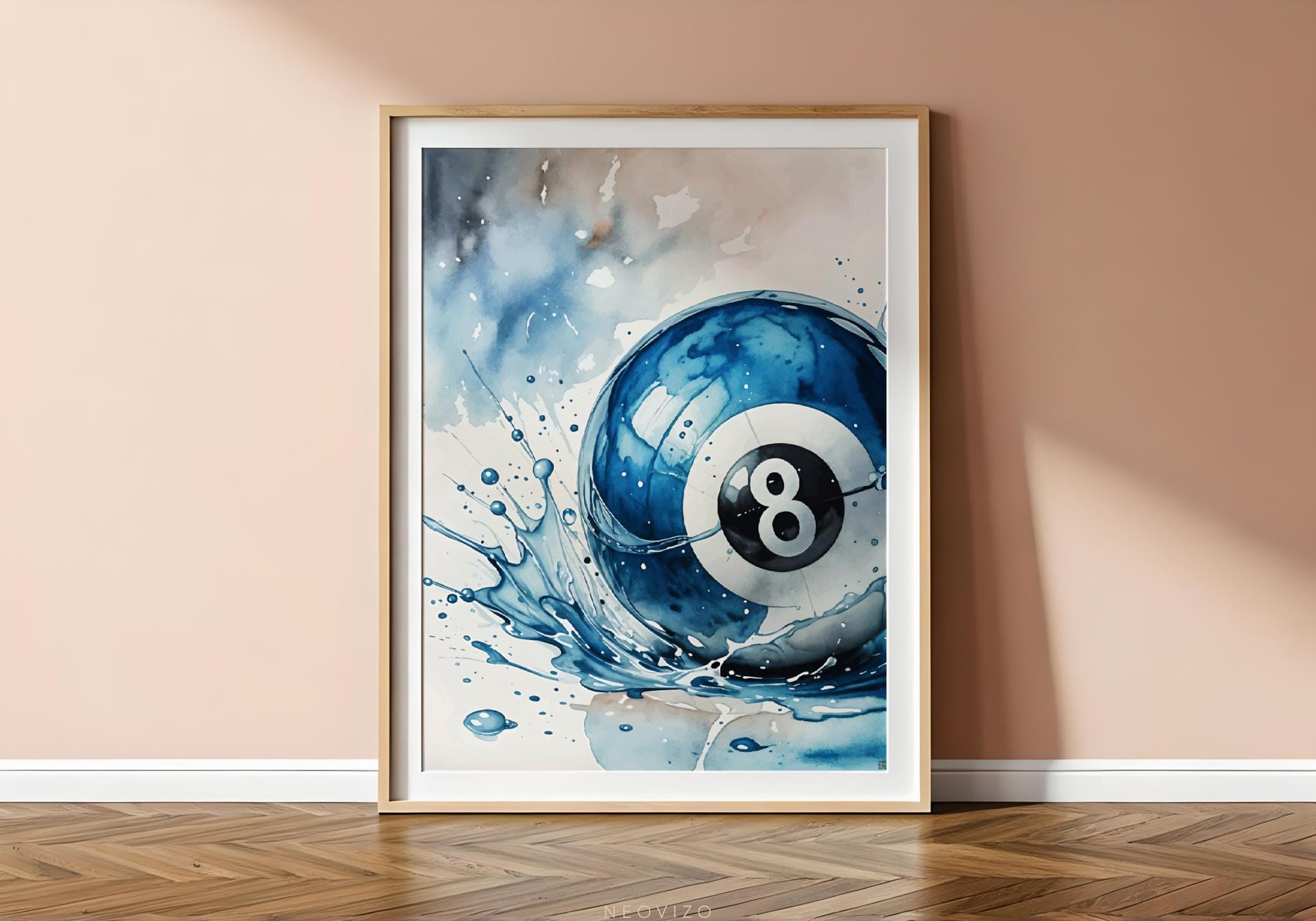 Wall Art, A Magic 8 Ball Blue Watercolor, Living Room Wall Prints, Blue ...
