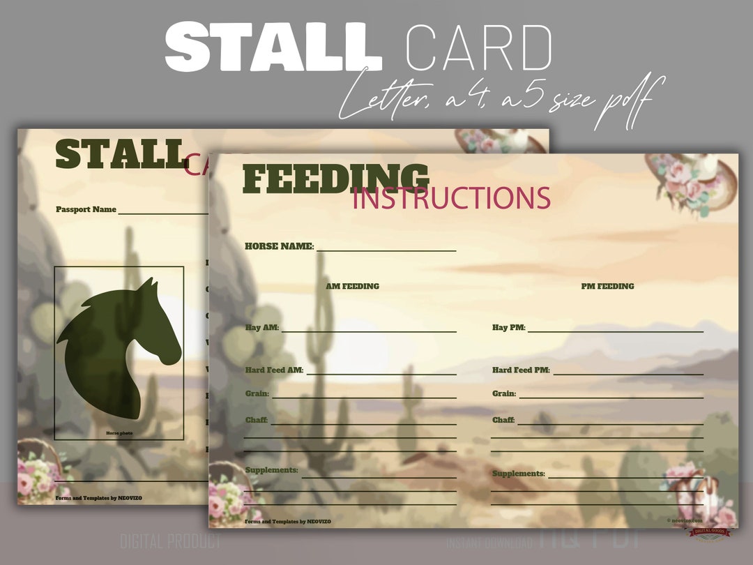 Stable Card, for Convenient Storage of Information About the Horse's ...