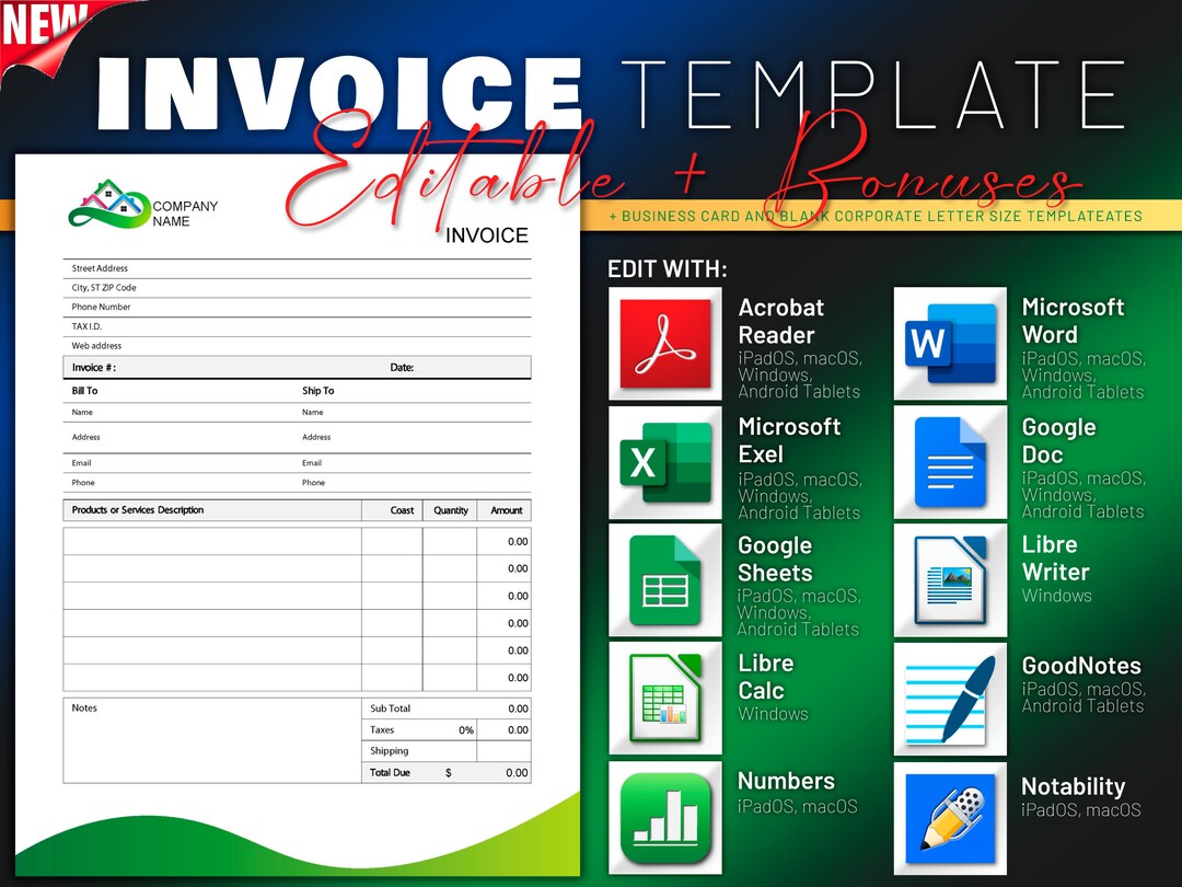 Invoices With Logo, Invoice Template Excel, Invoices Tor Small Business ...