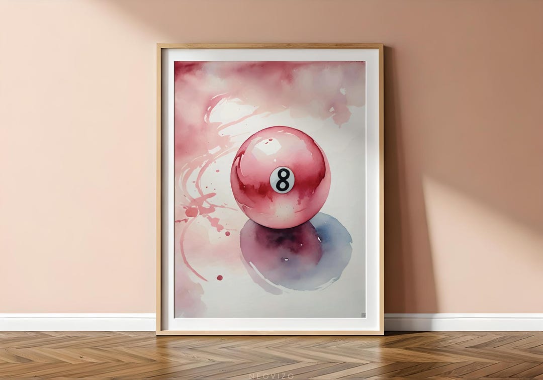 Wall Art A Pink Vintage Magic 8 Ball in Watercolors Prints for Living ...
