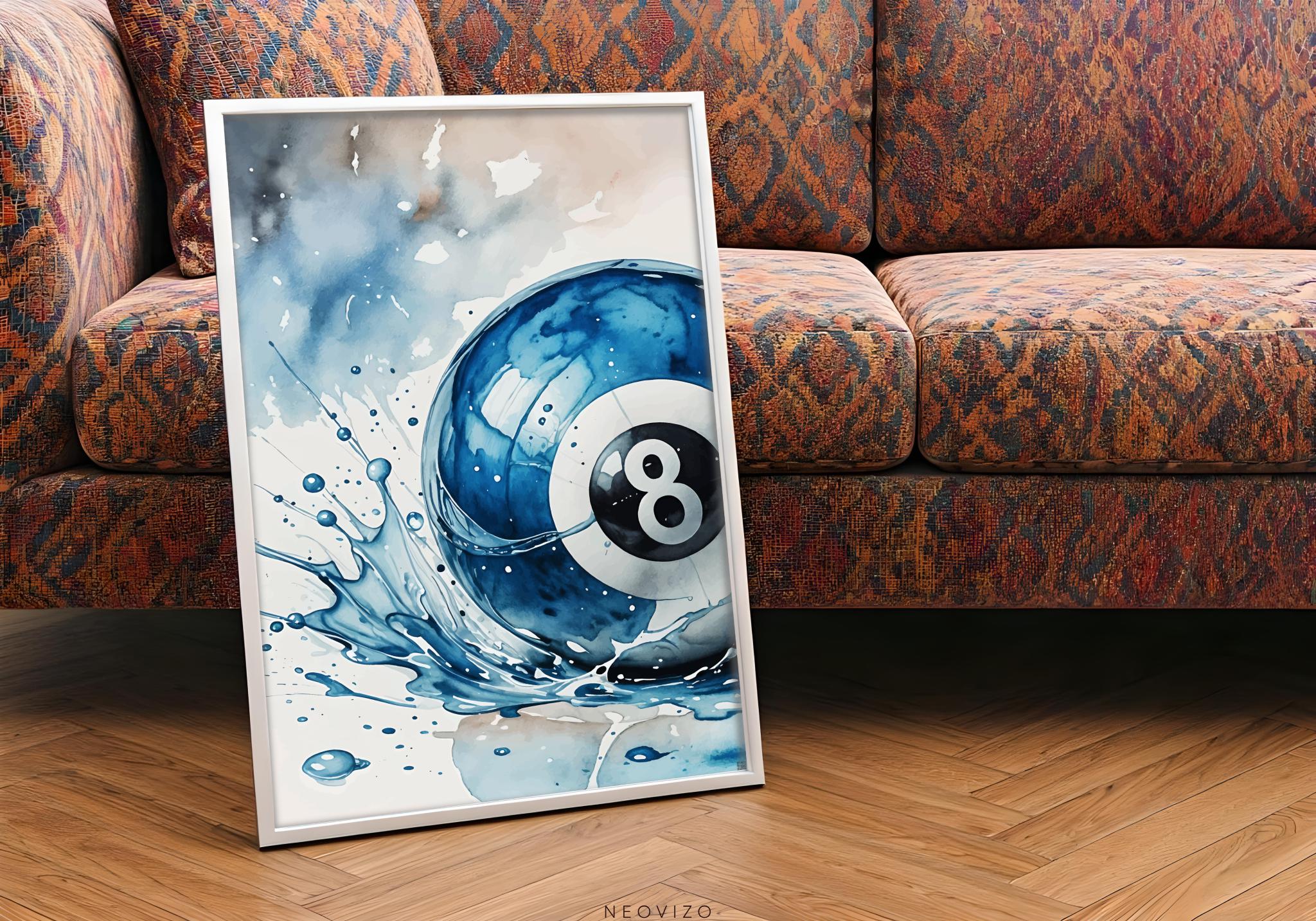 Wall Art, A Magic 8 Ball Blue Watercolor, Living Room Wall Prints, Blue ...