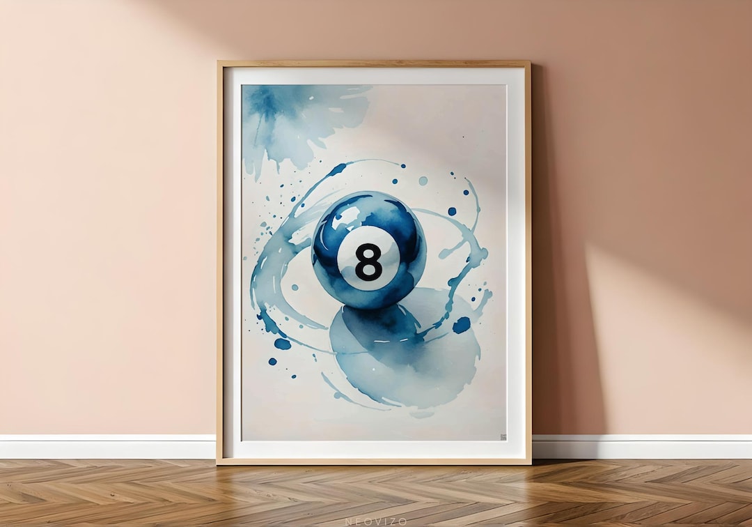 Wall Art Blue Magic 8 Ball in Watercolors Prints for Living Room Trendy ...